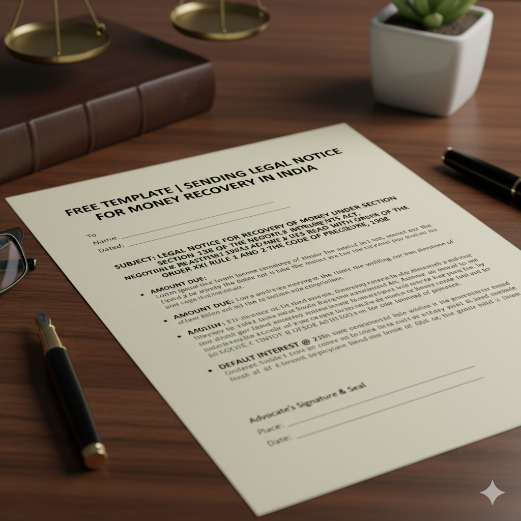 Legal Notice for Money Recovery in India - Guide | Notice Template