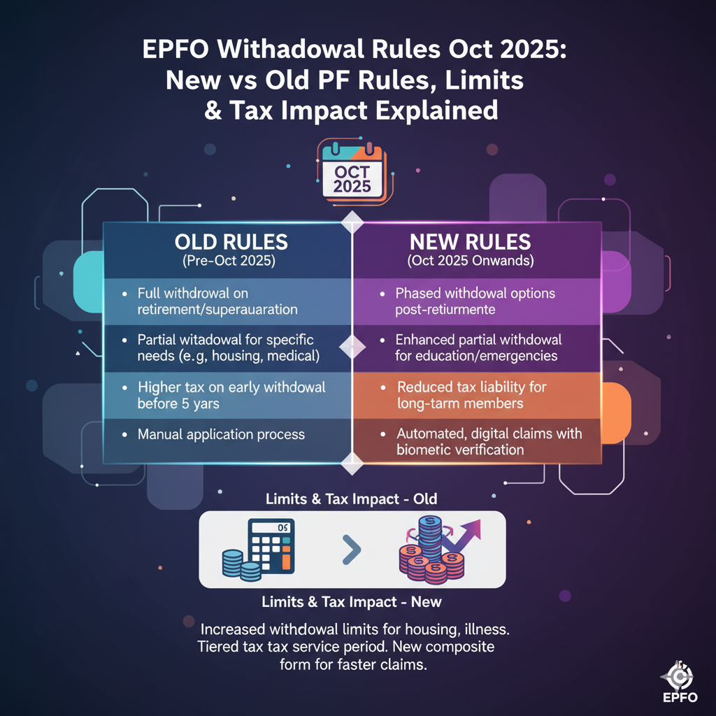 EPFO Withdrawal Rules Oct 2025: New vs Old PF Rules, Limits & Tax ...