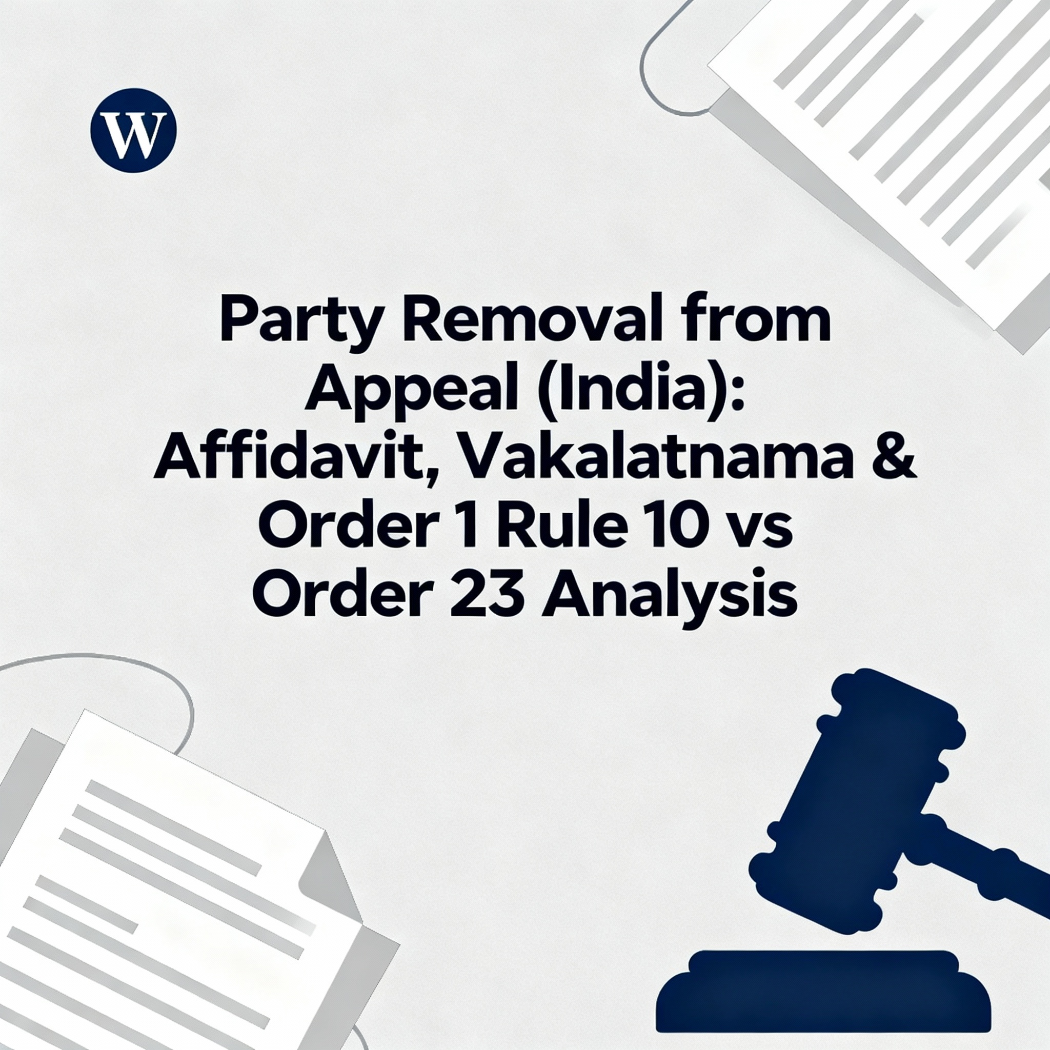Party Removal from Appeal (India): Affidavit, Vakalatnama & Order 1 ...