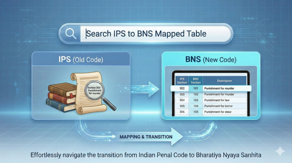 Search IPS to BNS Mapped Table - Compare Sections & New Laws
