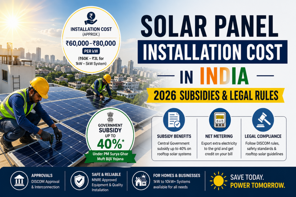 Solar Panel Installation Cost in India: 2026 Subsidies & Legal Rules